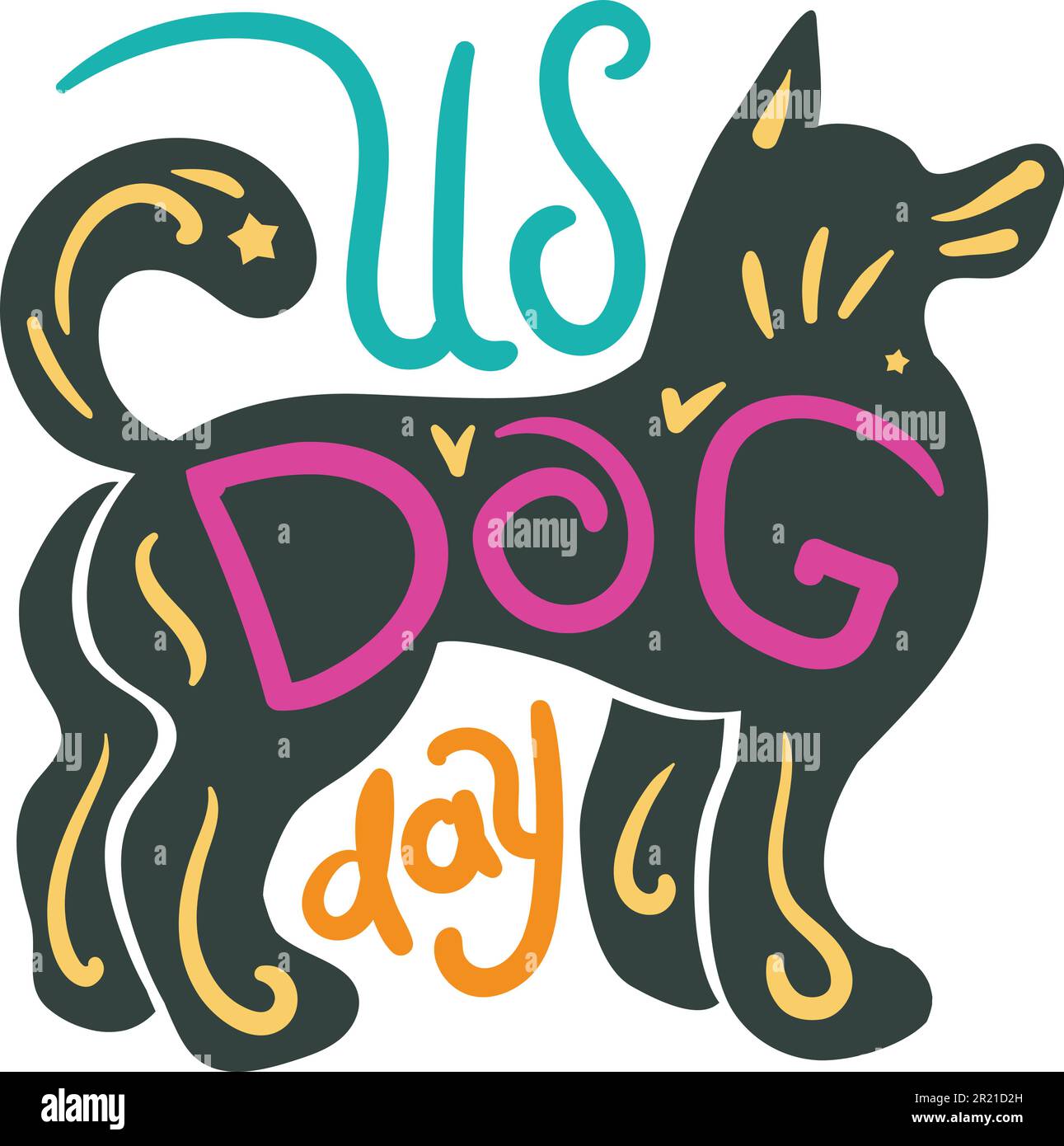 Dog day international holiday celebration vector. Cute pet body ...