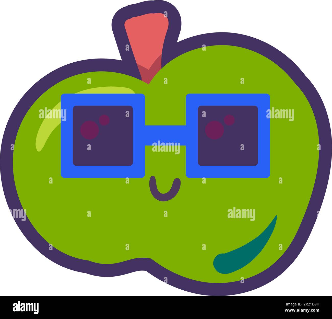Apple fruit emoji funny happy expression vector. Smiling blissful and ...