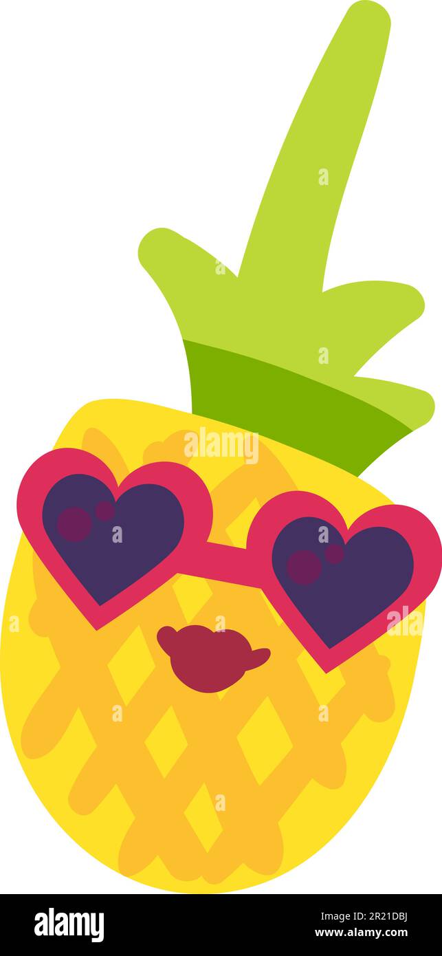 Pineapple Lady Fruit Emoji Happy Emotion Vector Cheerful Woman In Tropical Juicy Plant Shape