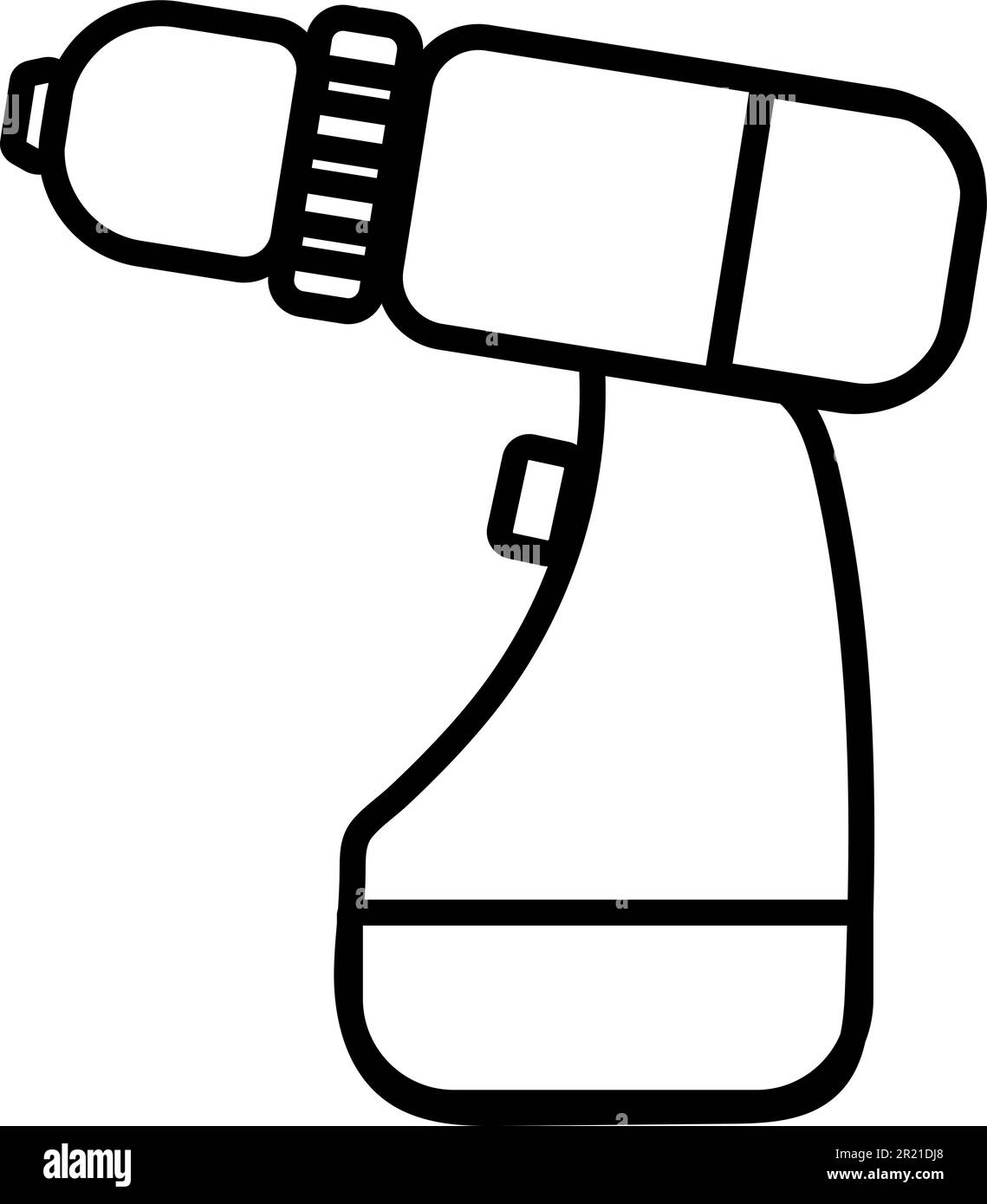 Construction black and white icon of an electric cordless screwdriver ...