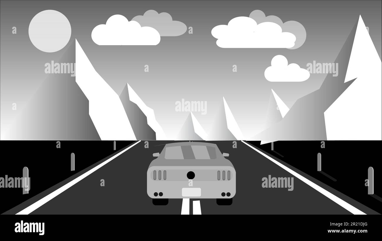 Retro car rides along Stock Vector Images - Alamy