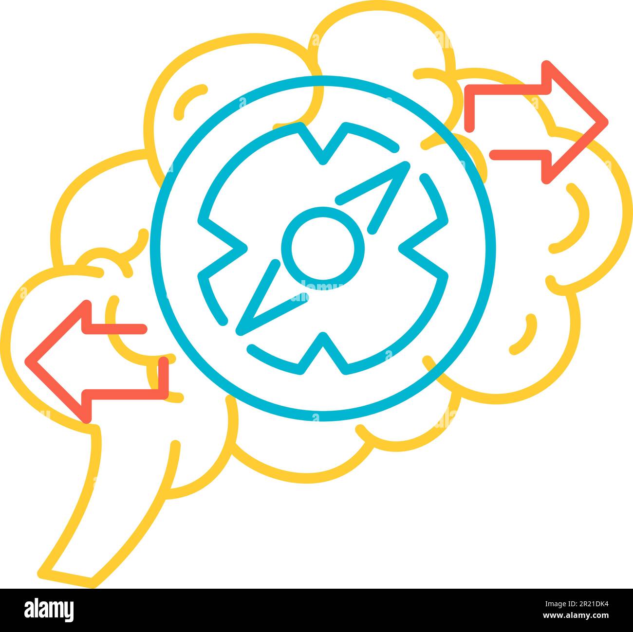 Brain function of solution problem icon vector. Thinking strategy for ...