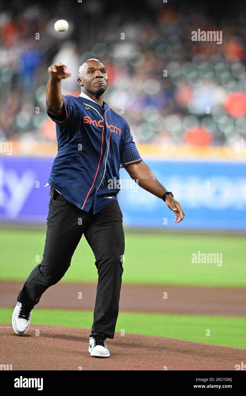 Houston Texans head coach DeMeco Ryans throws out the ceremonial first ...