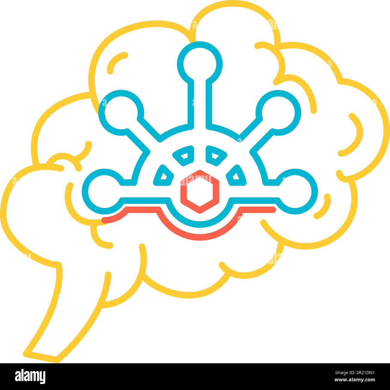 Brain function control of human body icon vector. Mind functional of ...