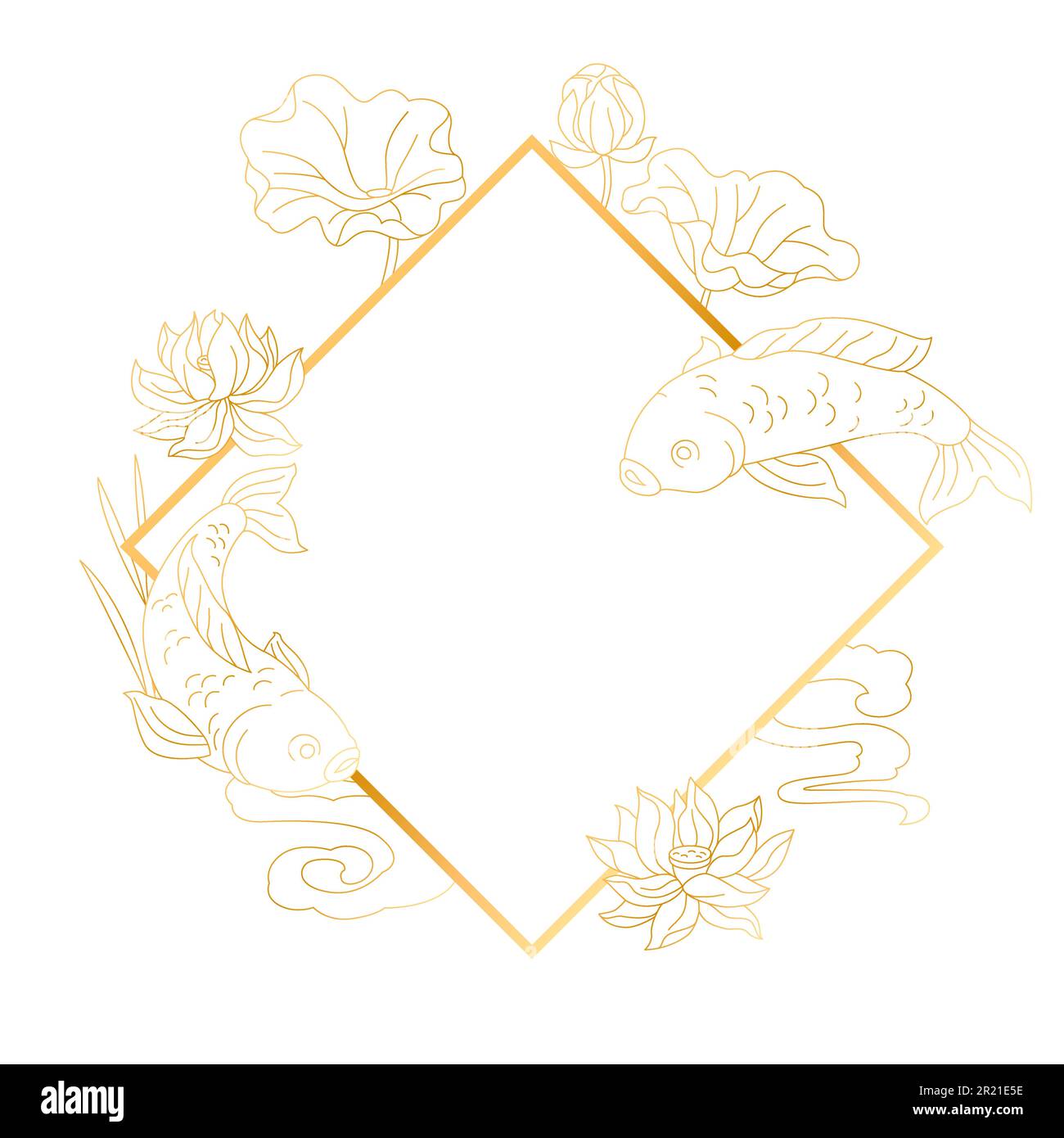 Oriental fish and lotus illustration. Chinese and japanese traditional ...