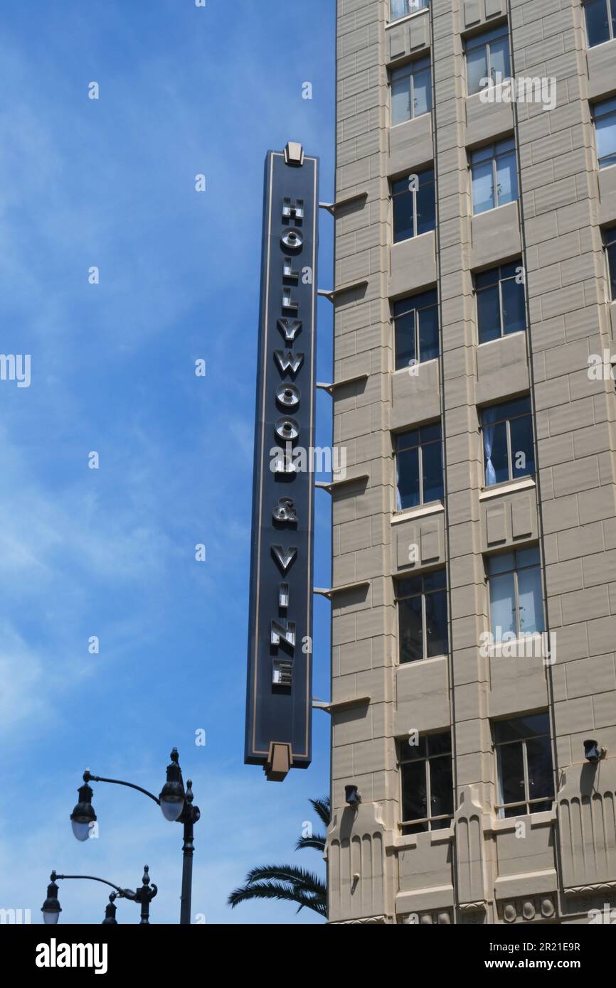 HOLLYWOOD, CALIFORNIA - 12 MAY 2023: Hollywood and Vine sign at the ...