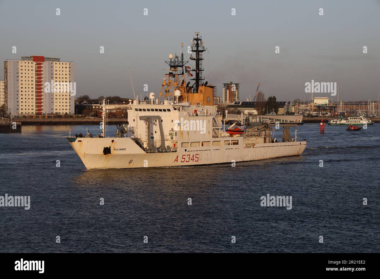 The NATO research vessel ITS ALLIANCE, operated by the Italian Navy ...