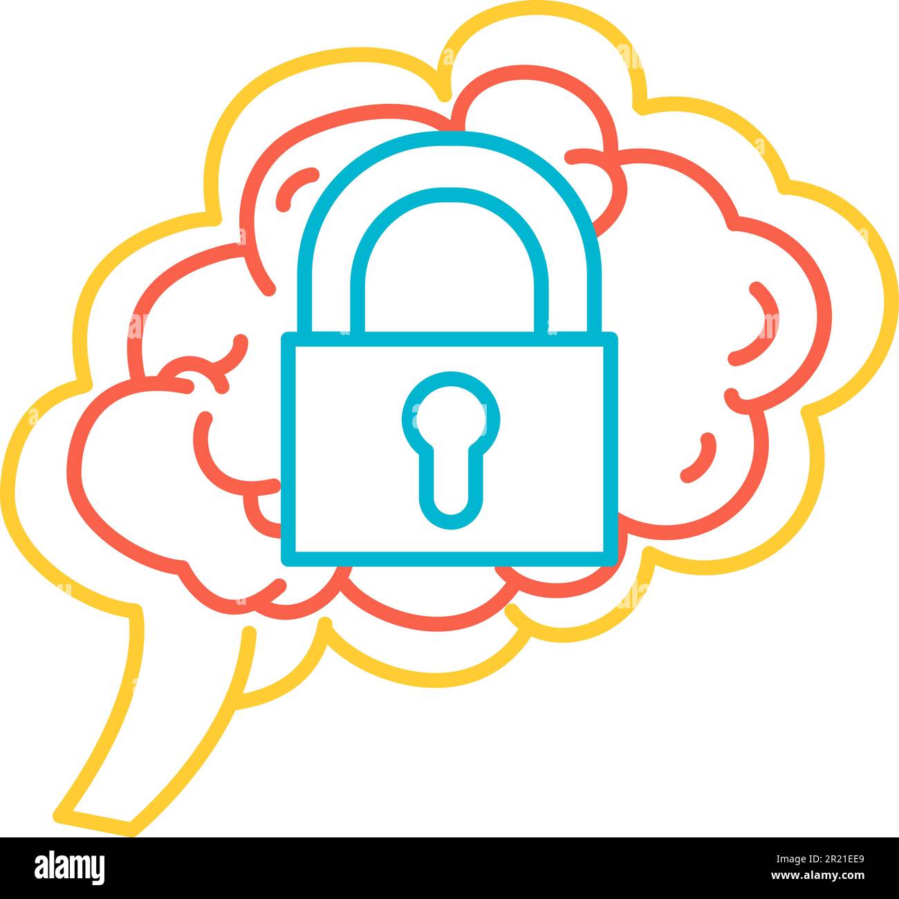 Introvert function of human brain icon vector. Reserved or reflective ...