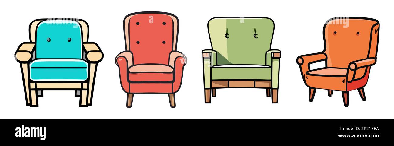 Vintage mid century modern armchair cartoon vector Stock Vector Image ...