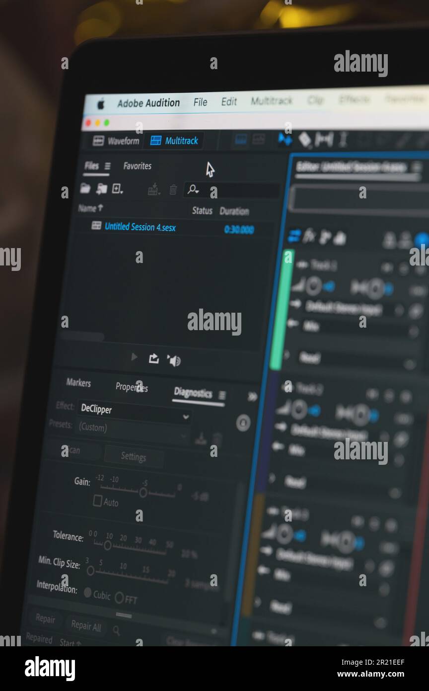 New york, USA - April 7, 2023: Adobe Audition audio editor software ...