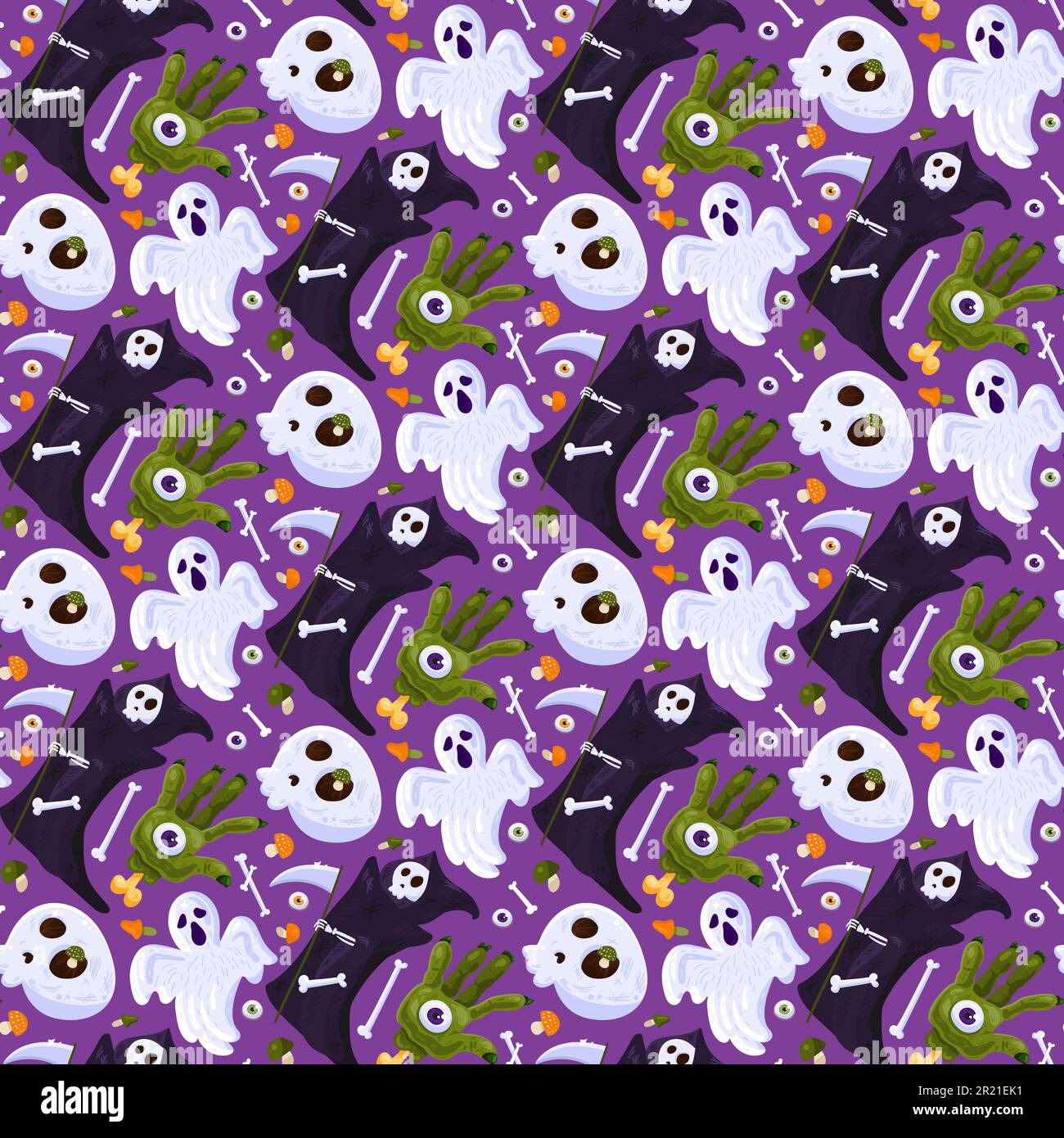 Halloween death holiday seamless pattern vector. Scary ghost and spooky ...