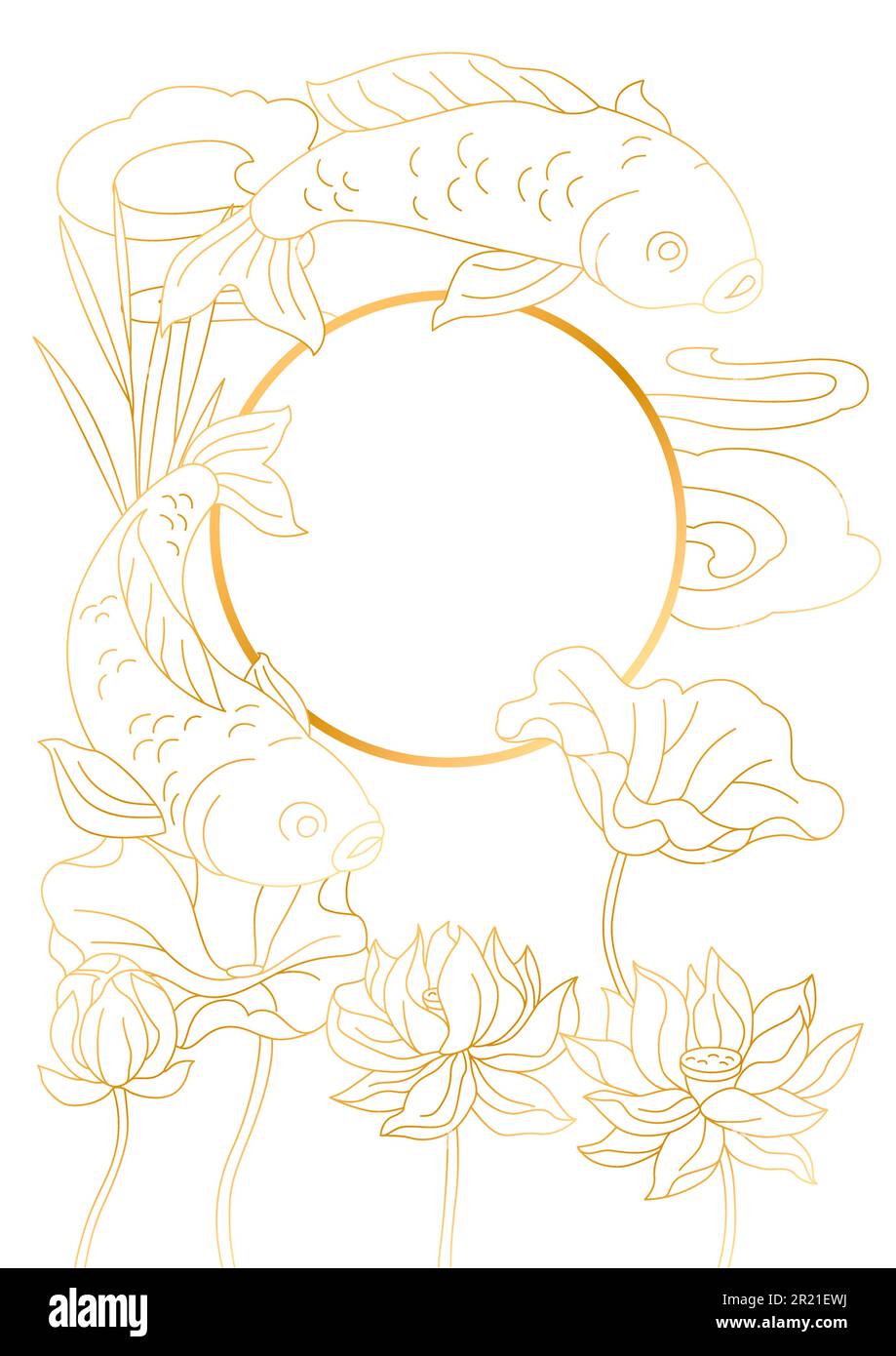 Oriental fish and lotus illustration. Chinese and japanese traditional ...