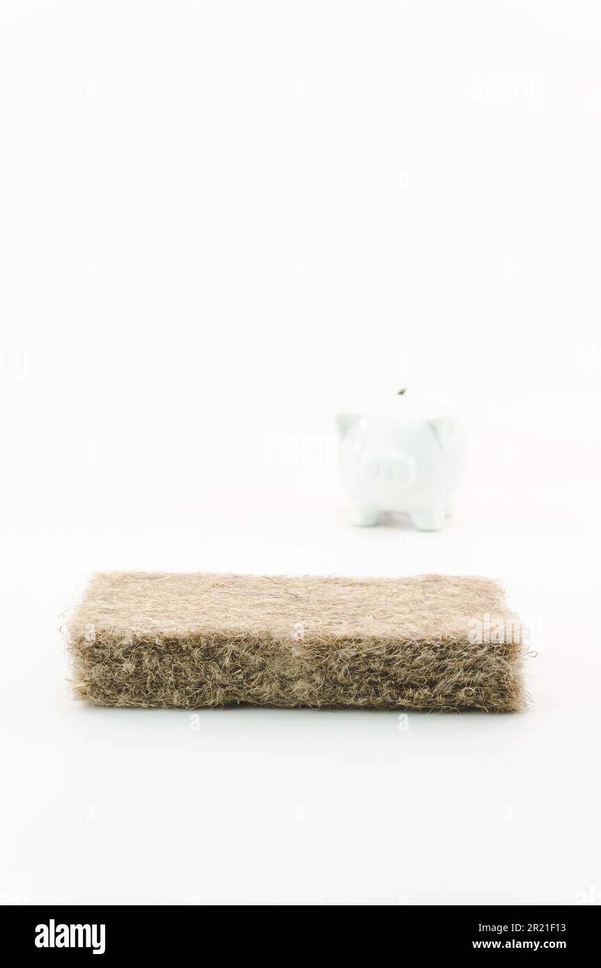 thermal and acoustic insulation materials sample on a white surface ...