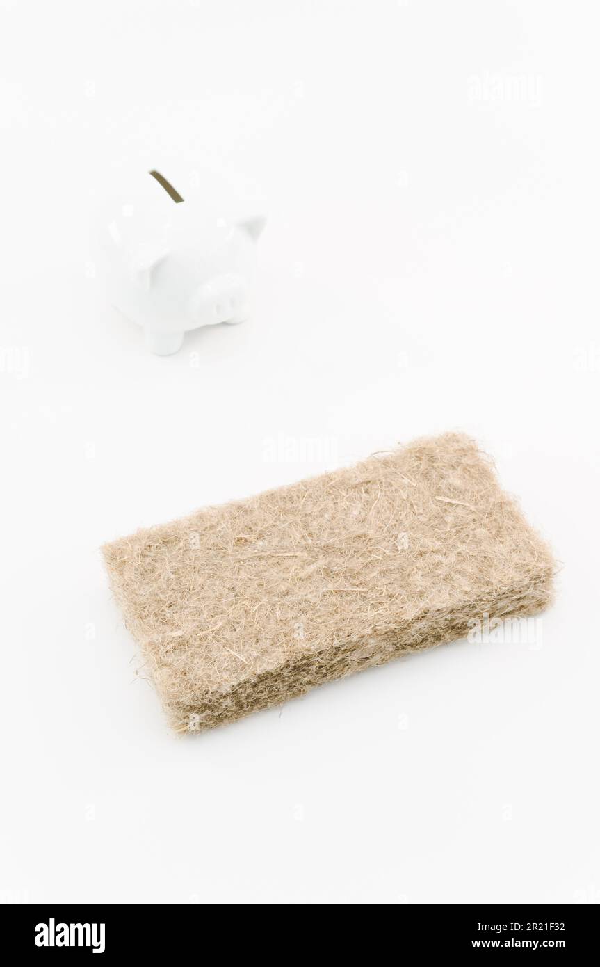 thermal and acoustic insulation materials sample on a white surface ...