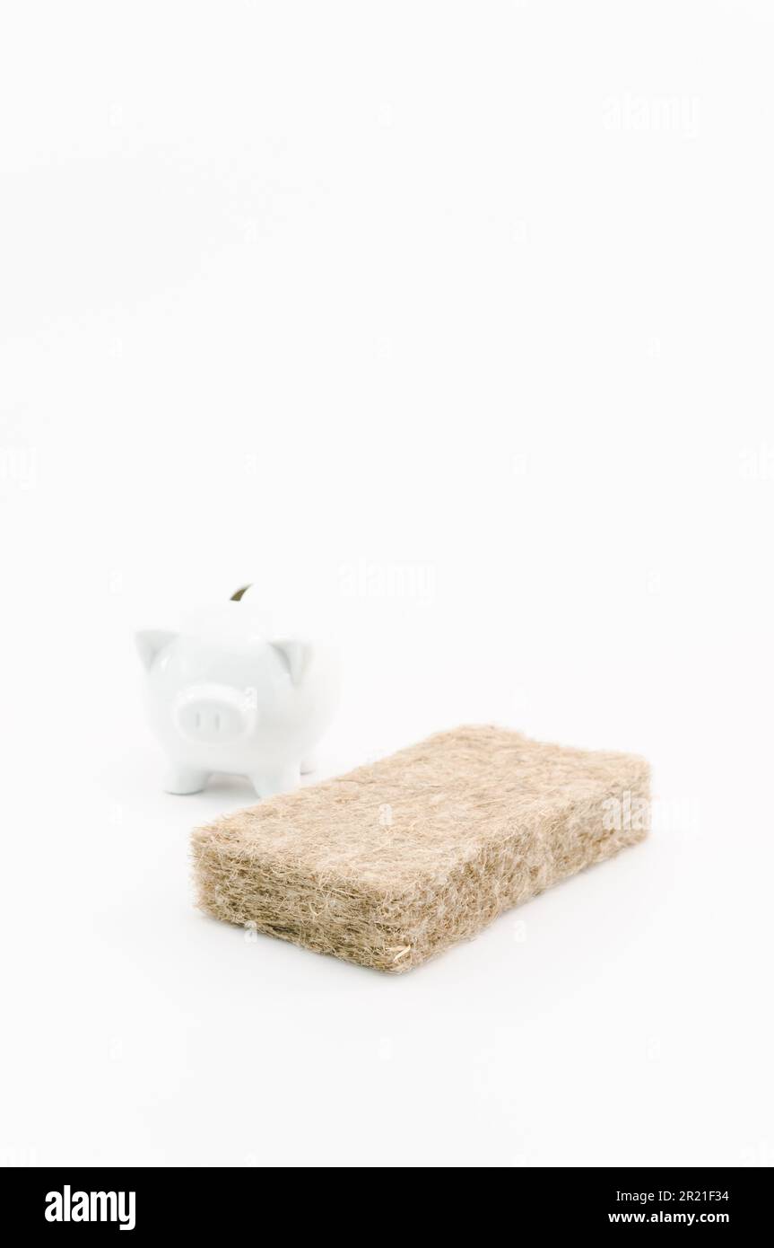 thermal and acoustic insulation materials sample on a white surface ...