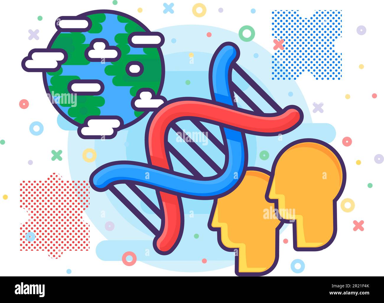 Molecular biology science research icon vector. Biological molecule ...