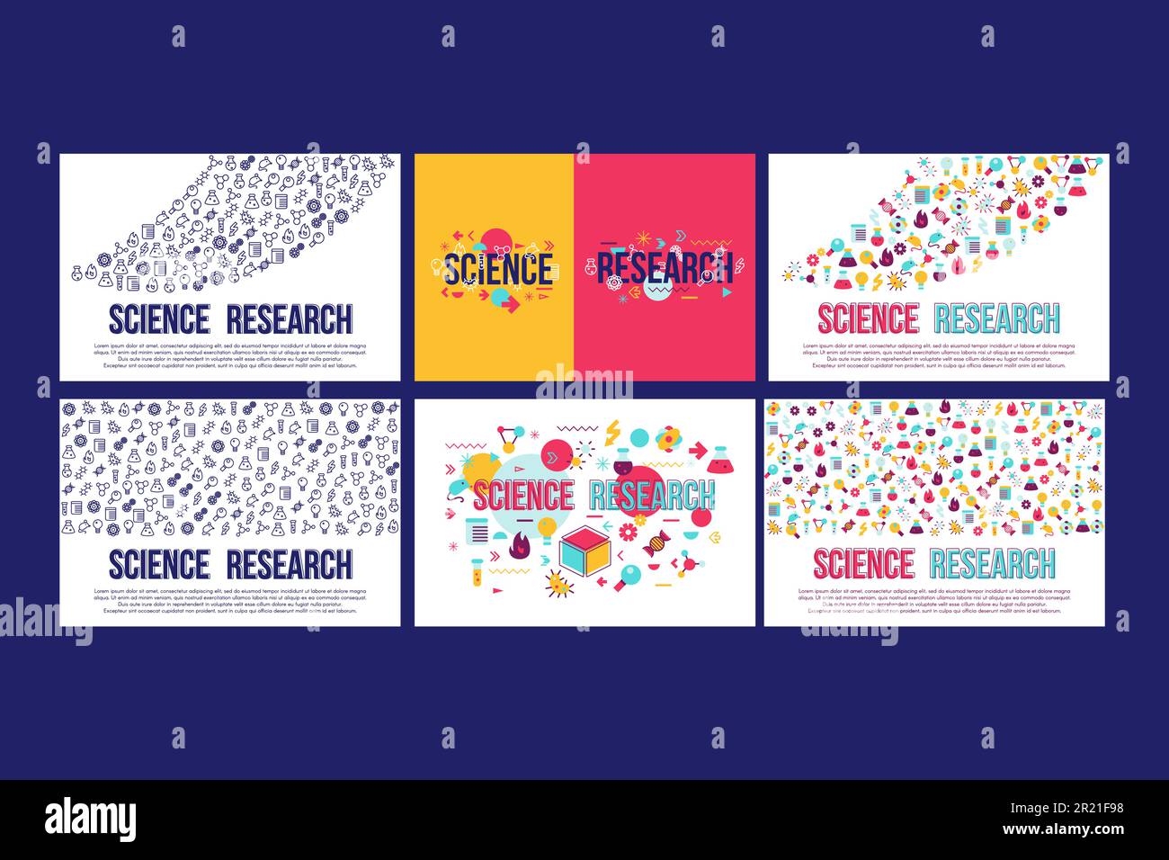 Science research collection banner set vector. Laboratory equipment ...