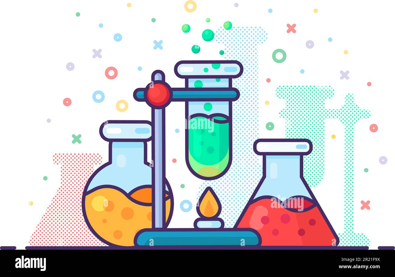 Chemistry laboratory experiment tool icon vector. Chemist test and ...