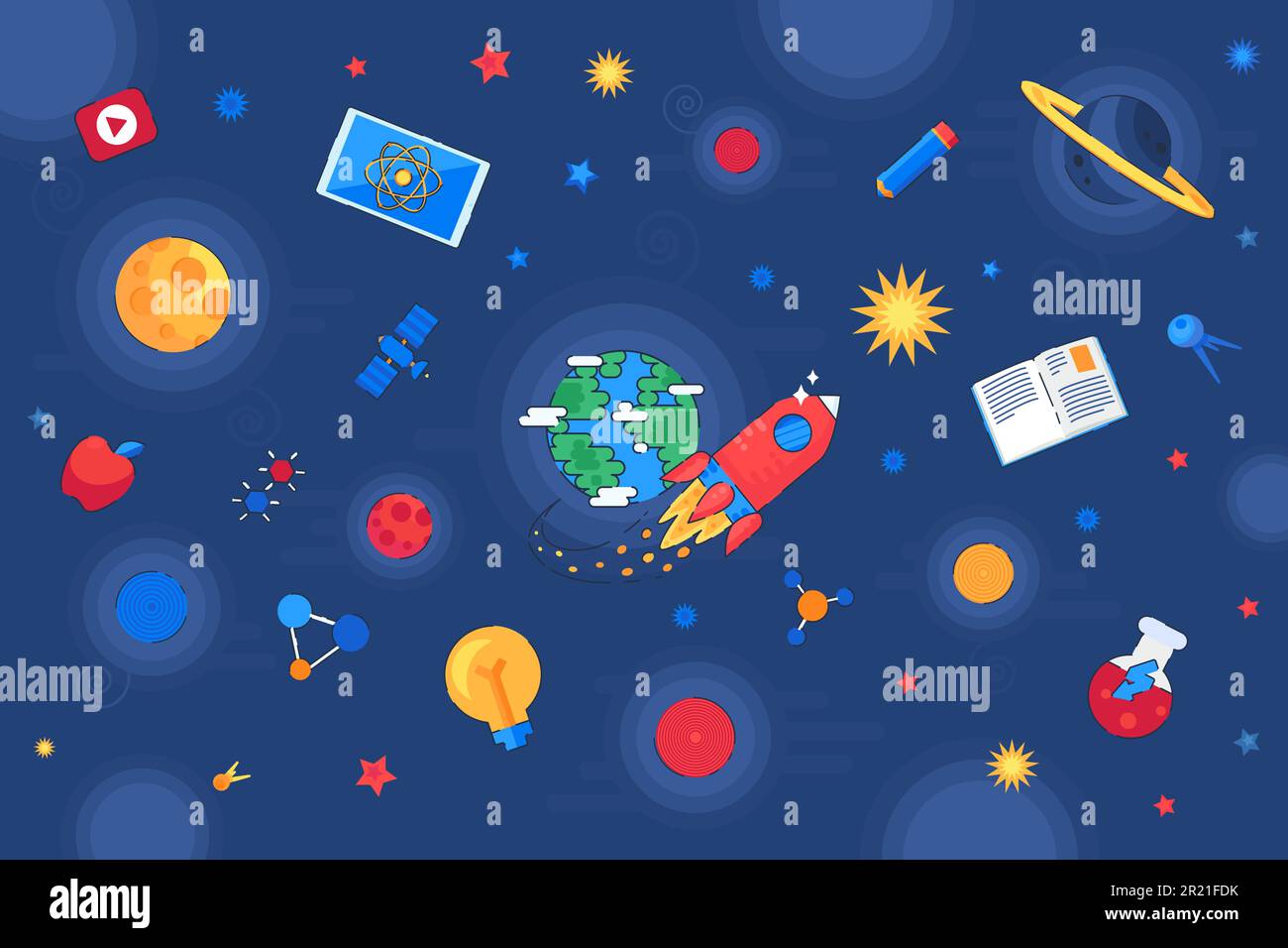 Knowledge and education universe galaxy vector. Research and discovery ...