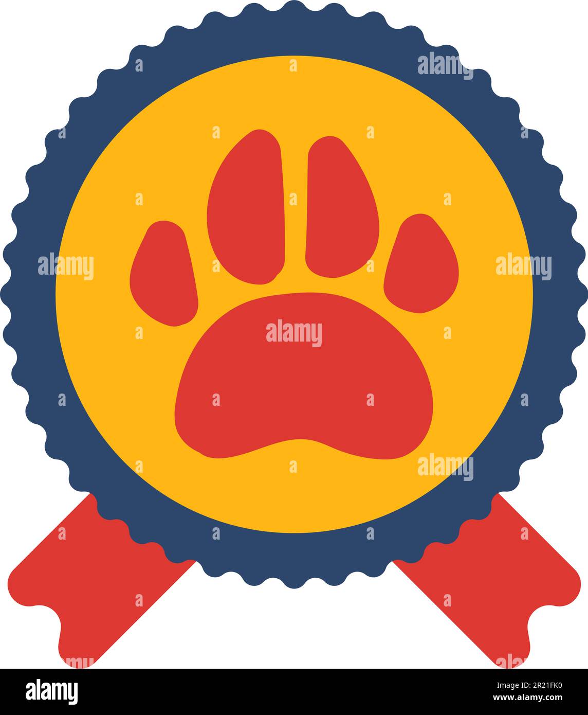 Paw on medal dog competition badge sticker vector. Domestic animal ...