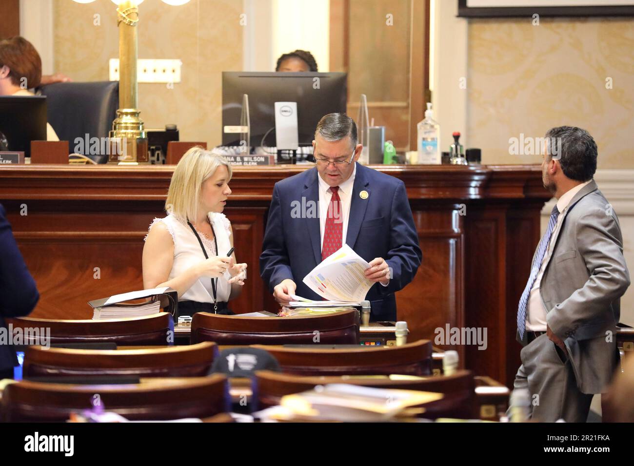 South Carolina Rep. John McCravy, R-Greenwood, reviews a list of ...