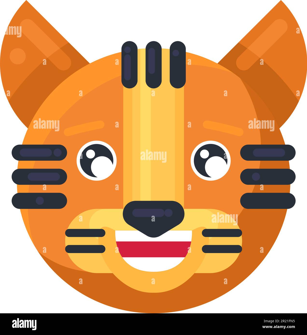 Tiger emoji laugh with teeth and cute eyes vector. Cat animal laughing ...