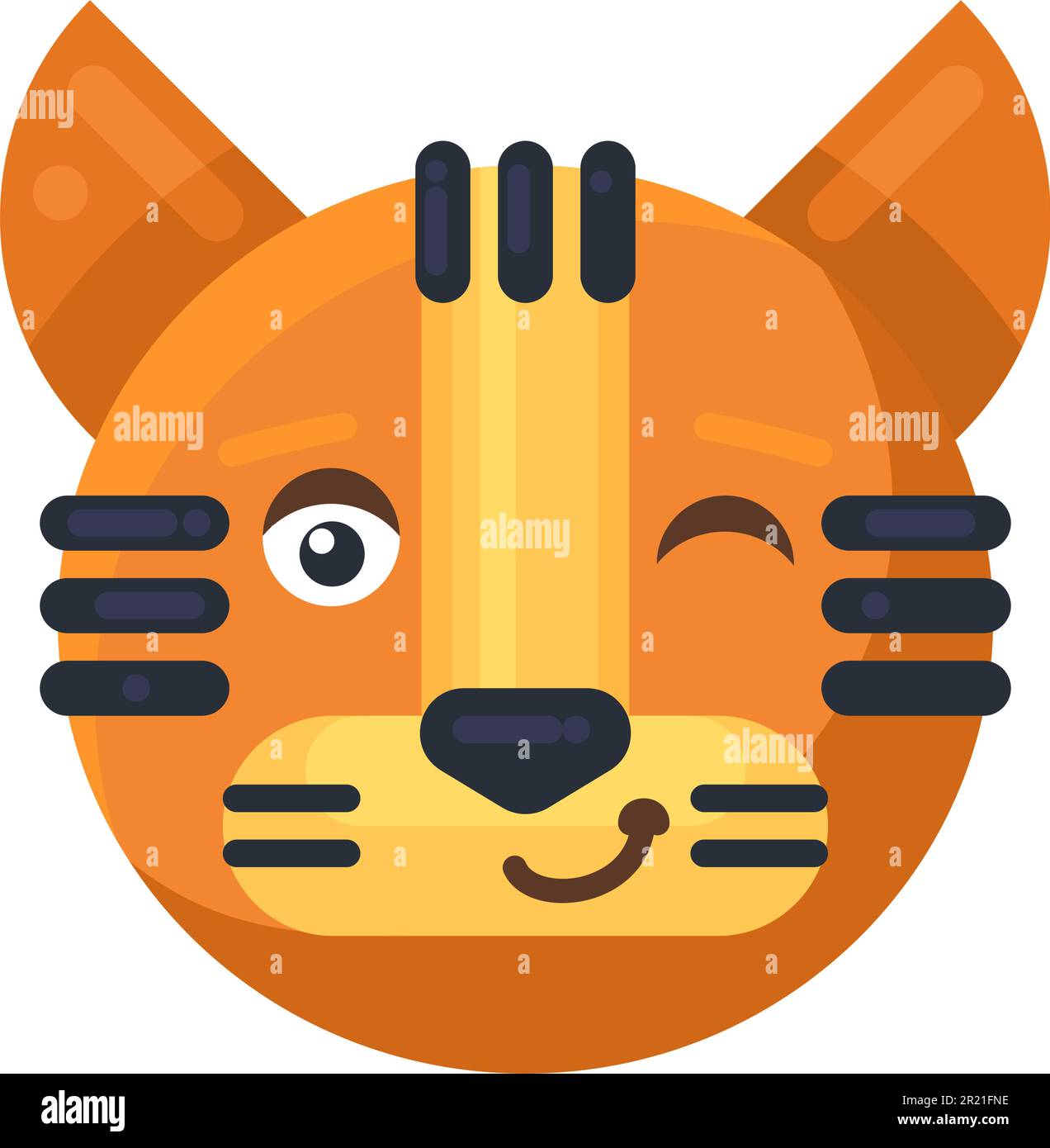 Tiger winking cute emoji funny expression vector. Predator animal ...