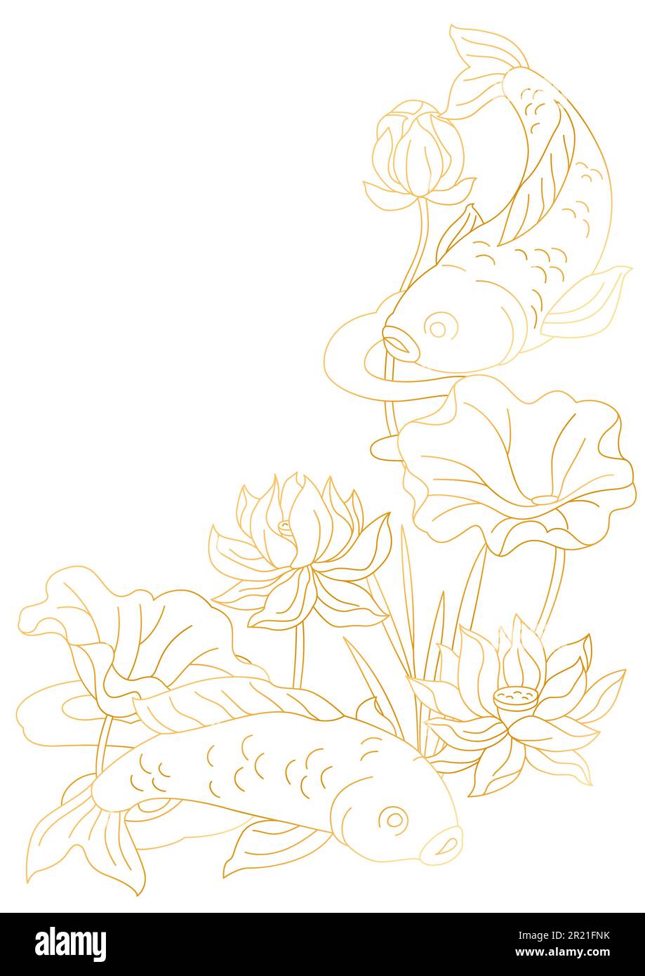 Oriental fish and lotus illustration. Chinese and japanese traditional ...
