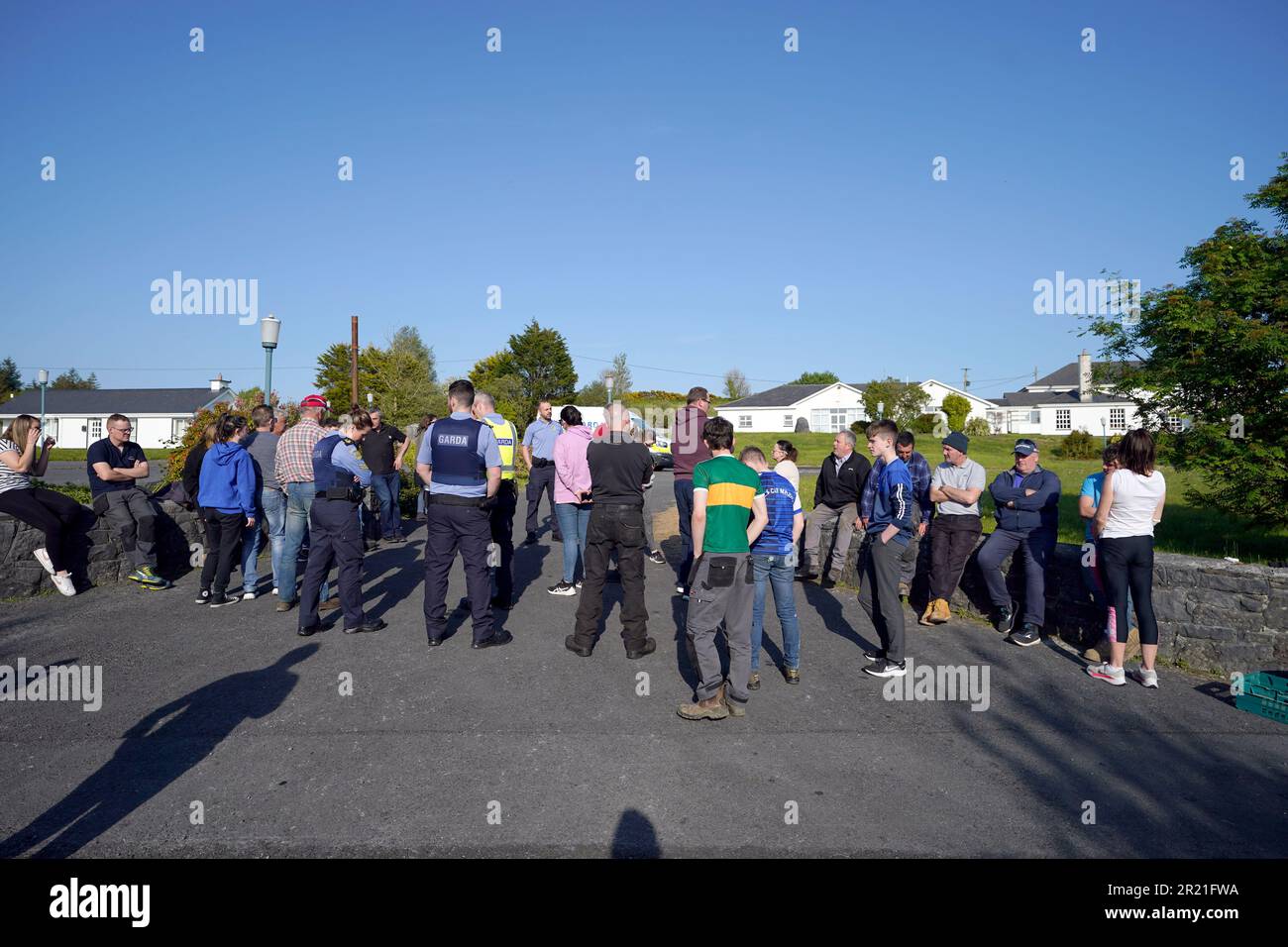 Local residents blockade the asylum seeker accommodation at the Magowna ...