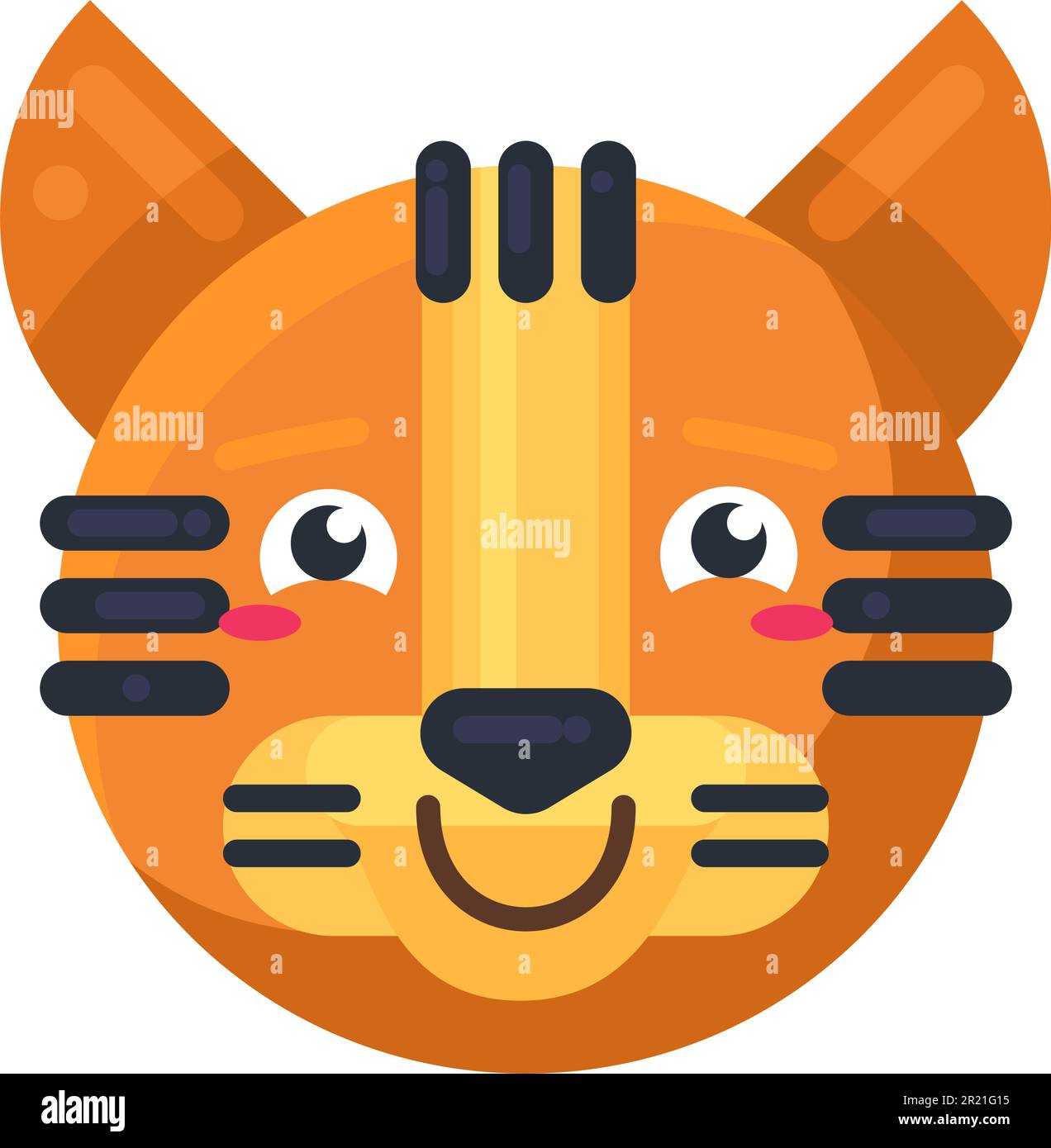 Tiger smiling with rose chicks positive emoji vector. Wild cat animal ...