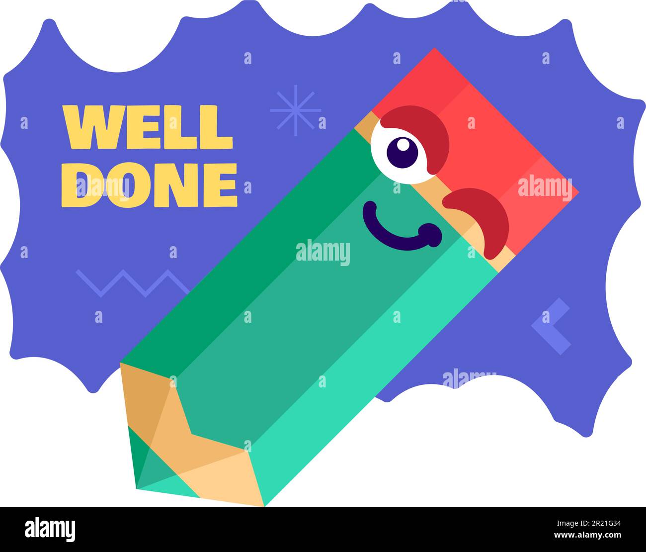Well done winking pencil stationery tool vector. Cute smiling and wink ...