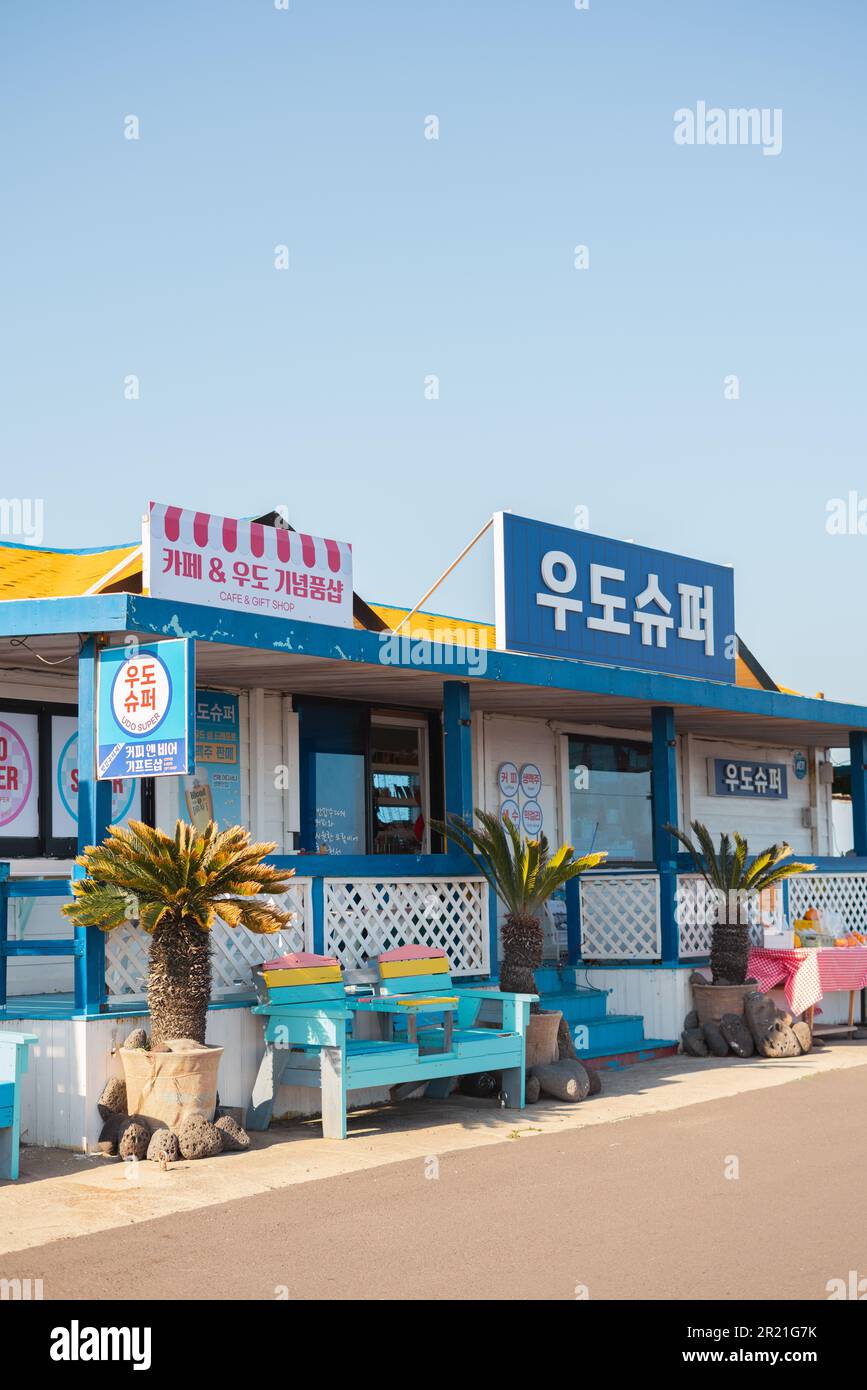Jeju island, Korea - February 28, 2023 : Udo island supermarket cafe ...