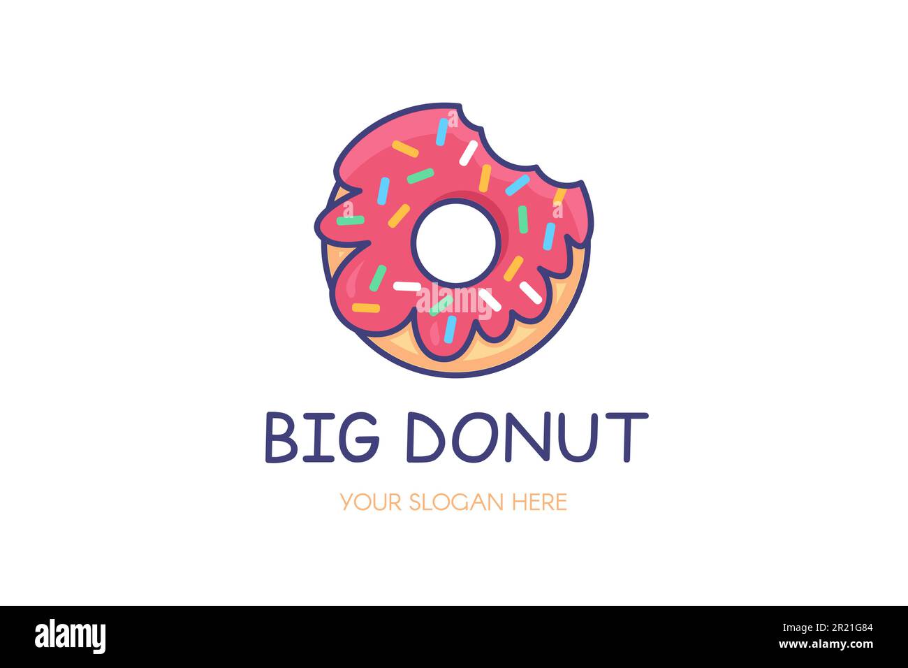 Bitten glazed donut logo isolated vector illustration template. Big ...