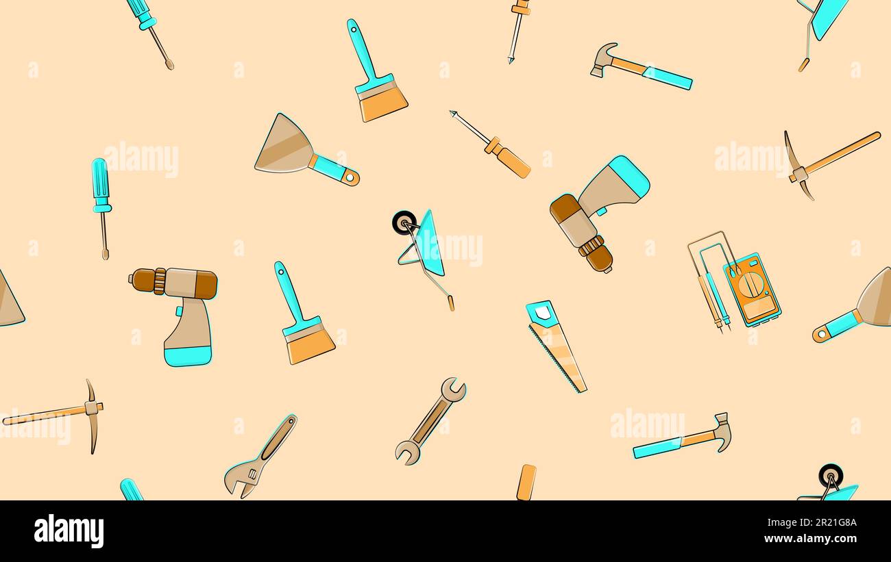 Texture, seamless pattern from a set of construction tools for repair ...