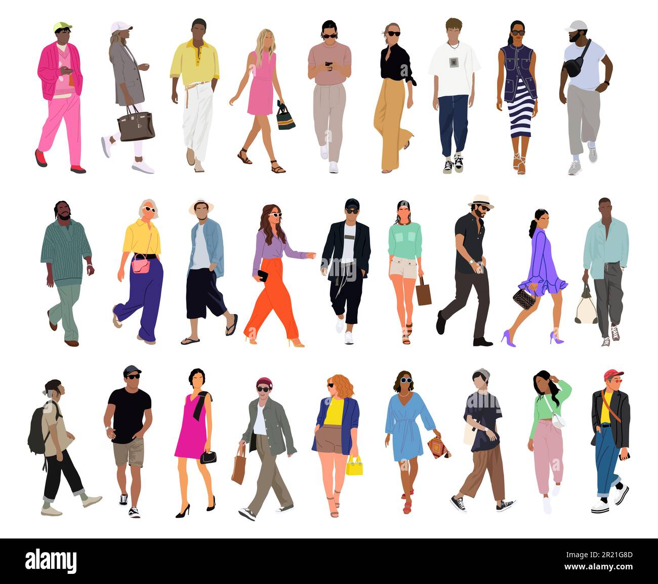 Woman walking street summer work Stock Vector Images - Alamy