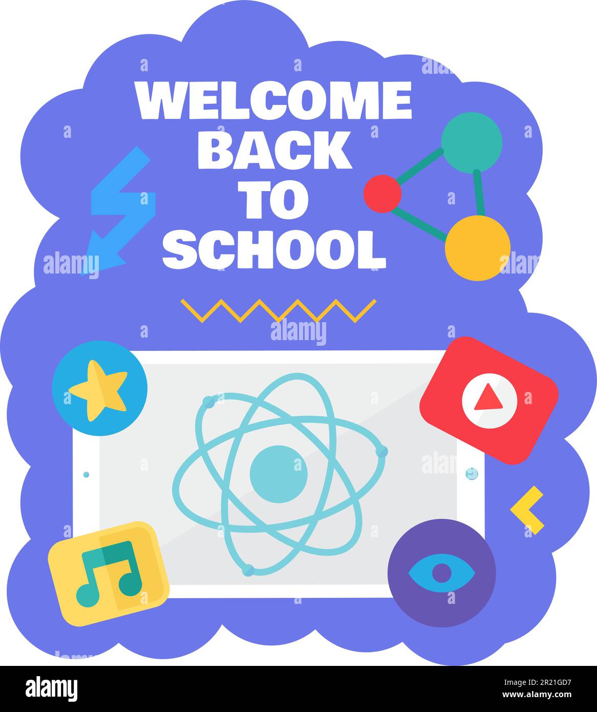 Welcome back to school for learning subject vector. Digital tablet for ...