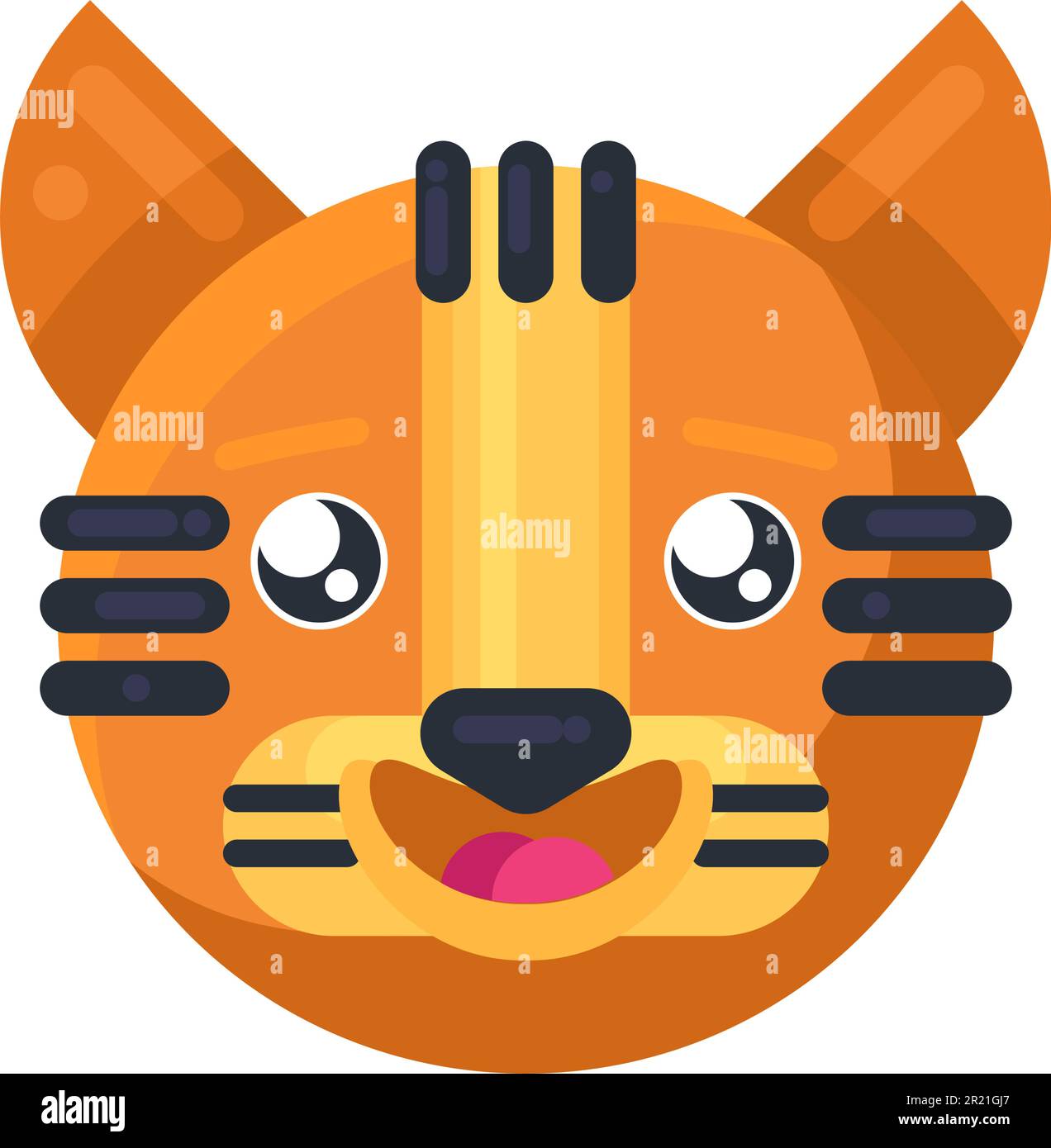Tiger happy eyes expression funny emoji vector. Wild exotic cat animal ...