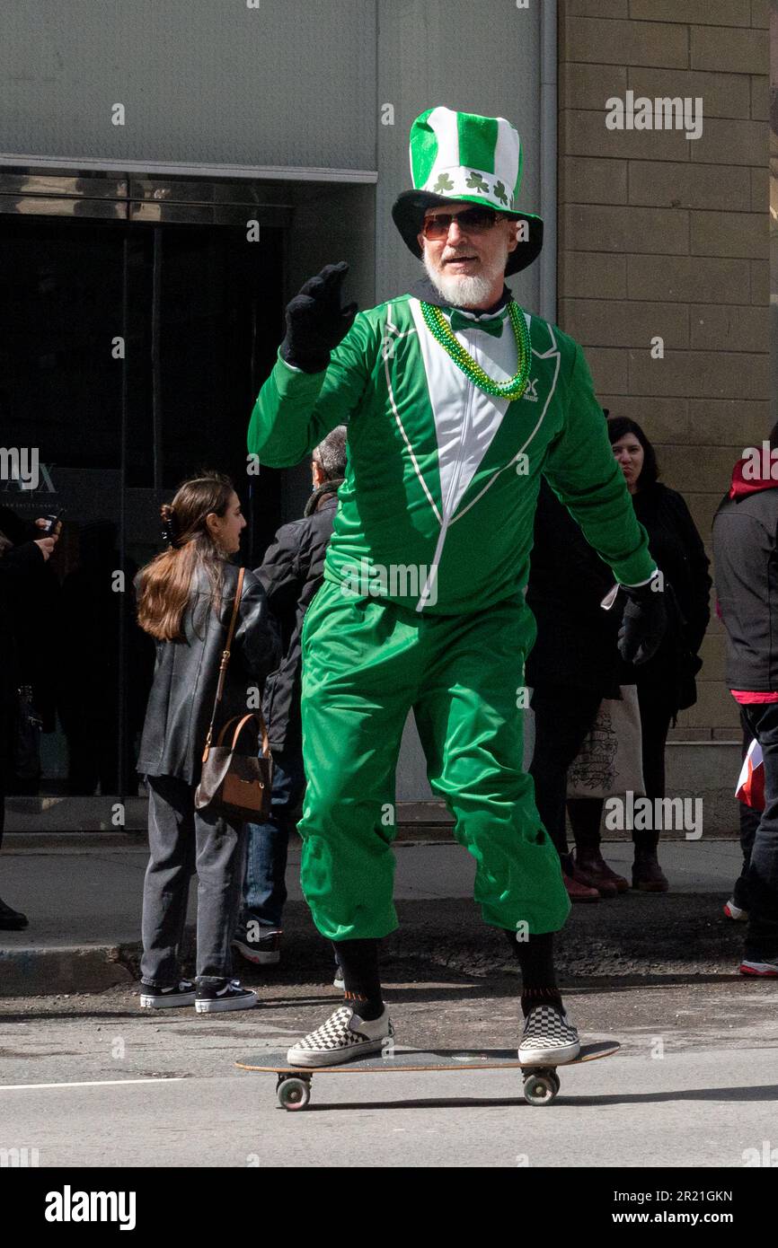 Toronto, ON, Canada – March 20, 2022: Person on skateboard Take Part in ...
