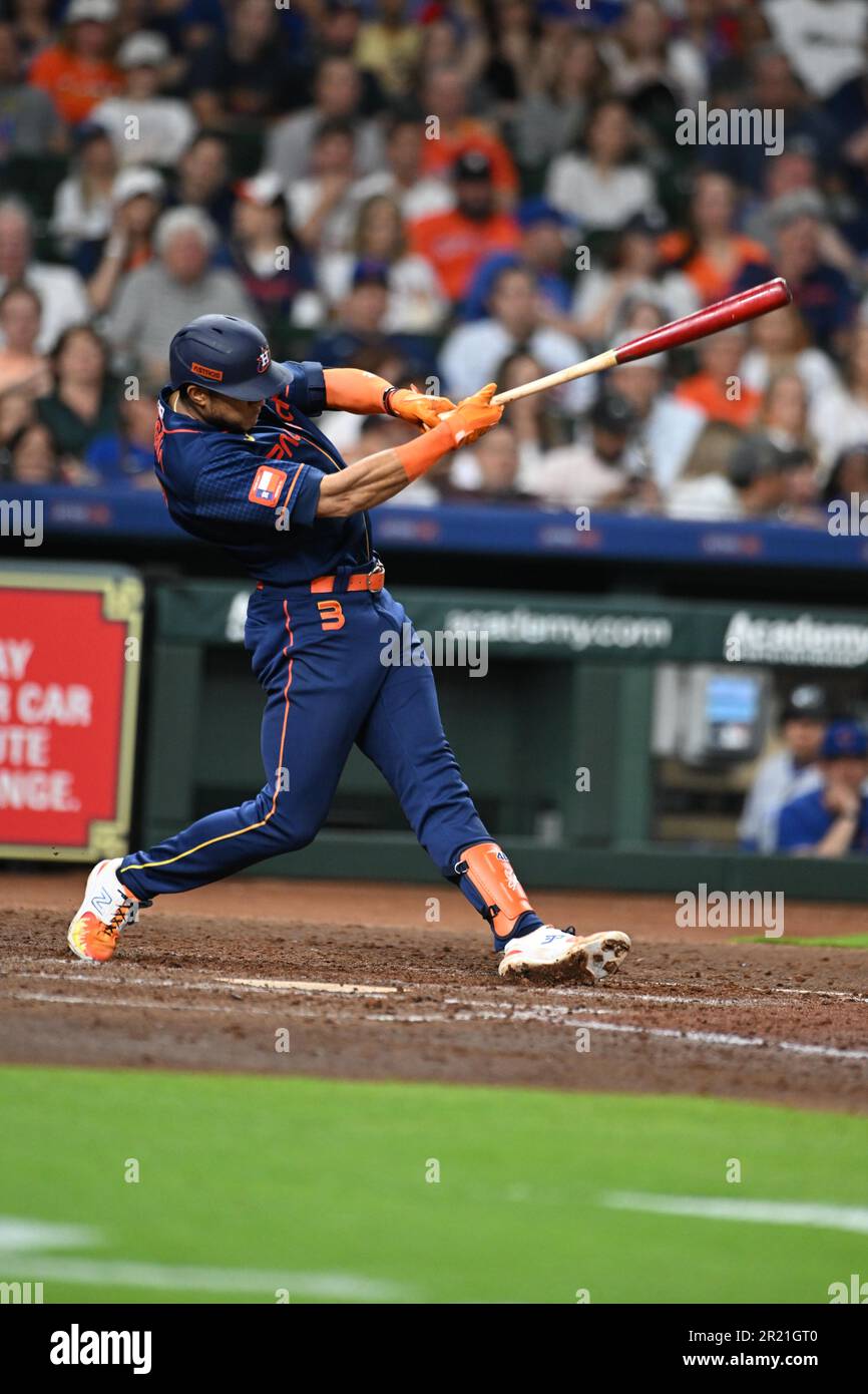 Houston Astros shortstop Jeremy Pena (3) batting in the bottom of the ...