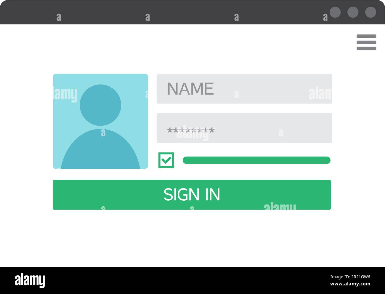 Web Template and Elements for site form of login to account on computer ...