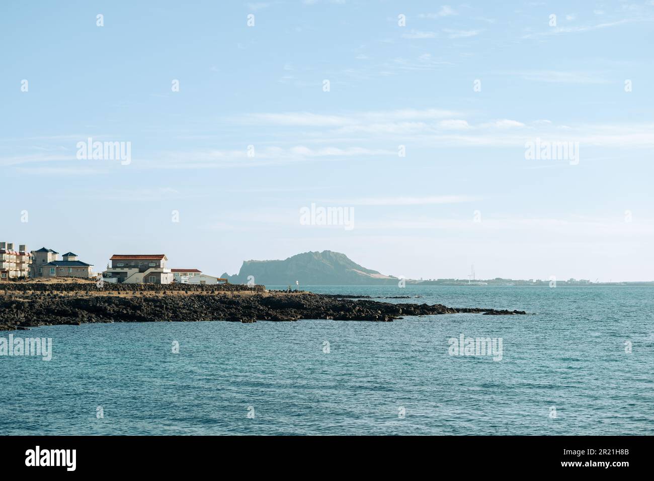 Seongsan Ilchulbong and Udo island Hawoomokdong Port seascape in Jeju ...