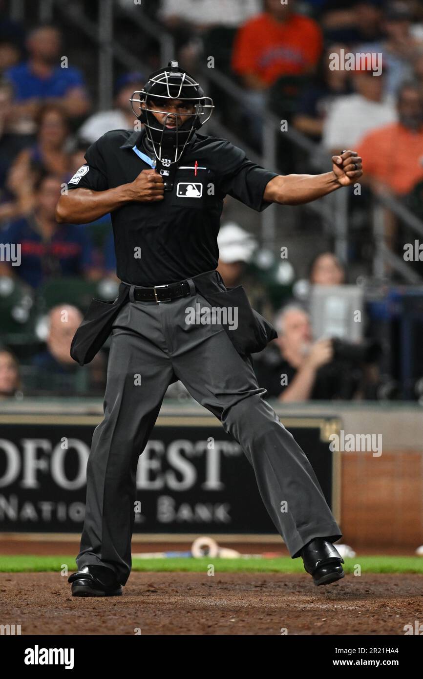 Home Plate Umpire Edwin Moscoso (23) calls a third strike during the ...