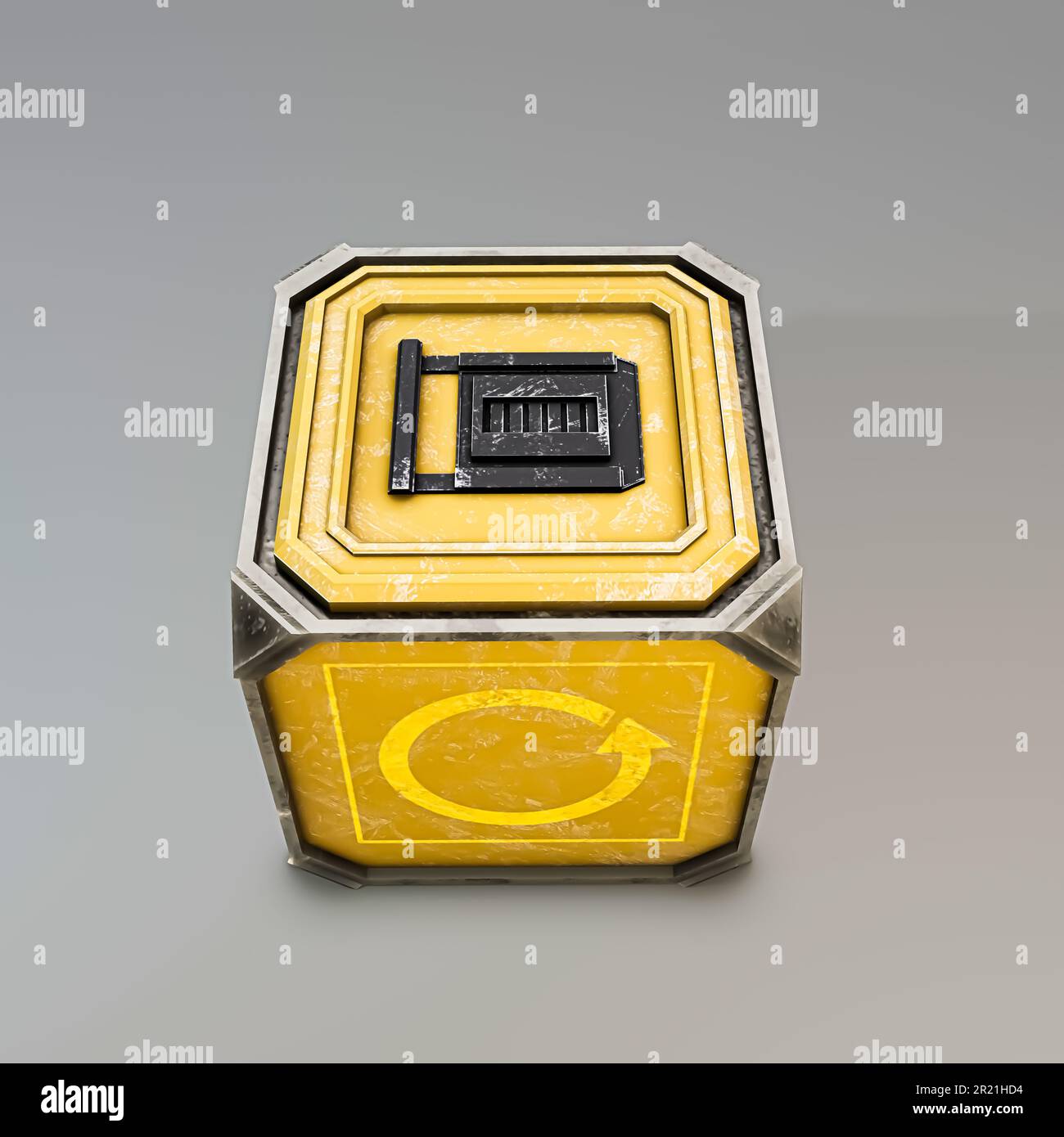 sci-fi storage box isolated on gray background 3d illustration Stock ...