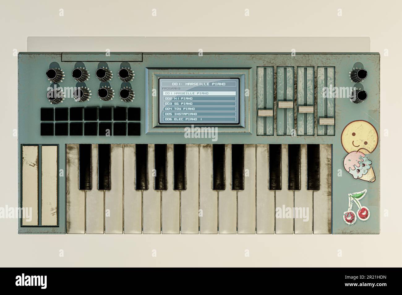 midi keyboard isolated on white background 3d illustration Stock Photo ...