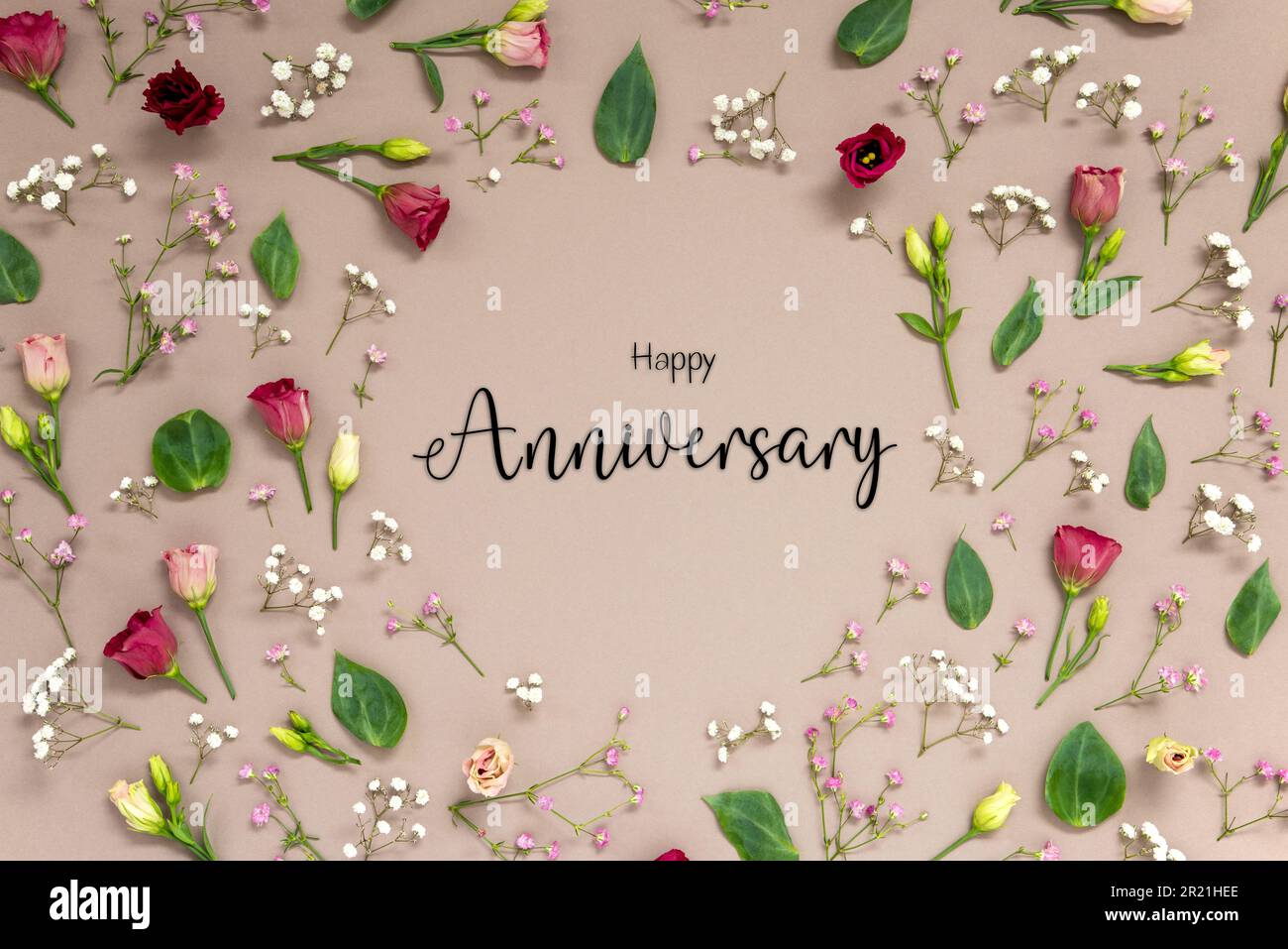 Colorful Spring Flower Arrangement With Roses, English Text Happy ...