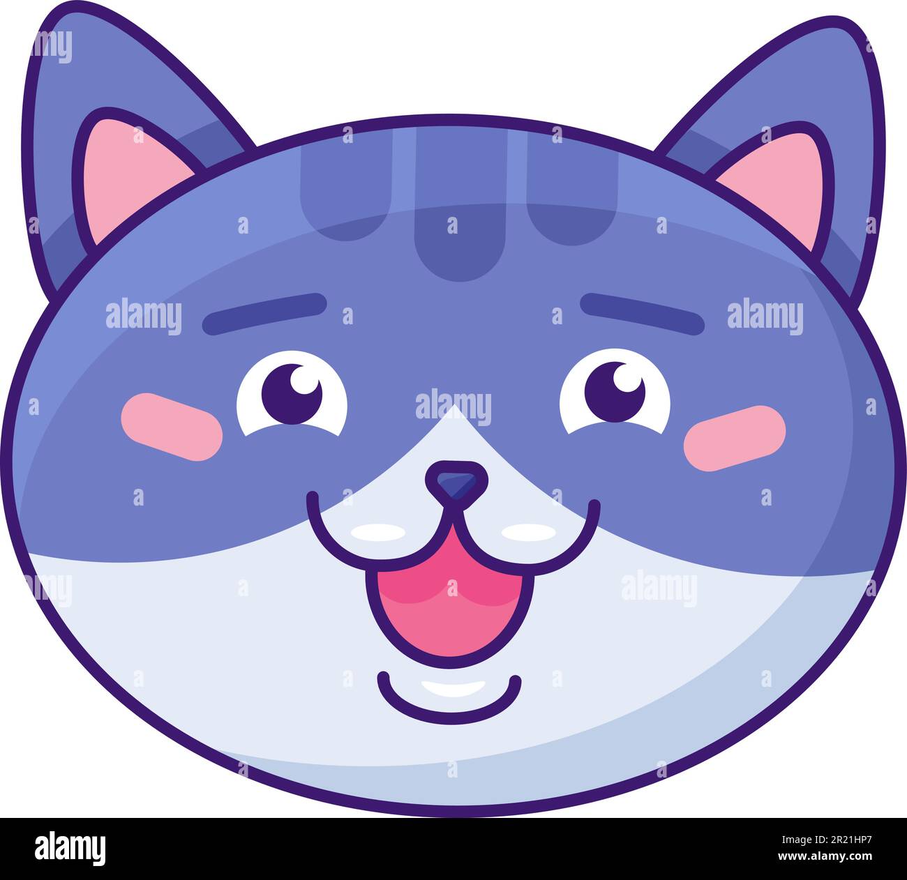 Cat smiling with teeth funny cute emoji vector. Domestic cat animal ...