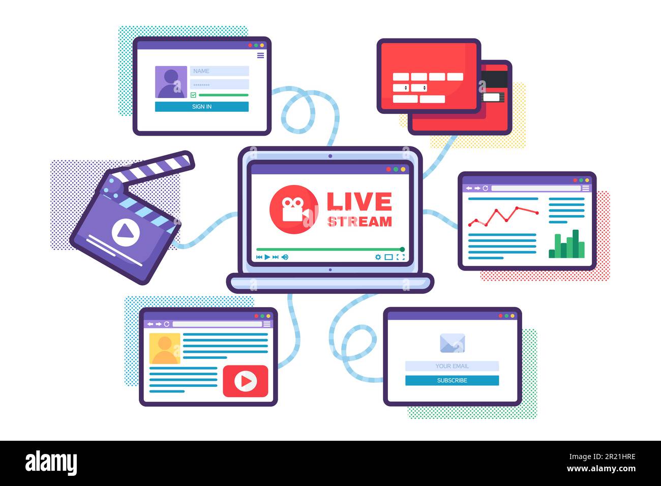 Web live stream support concept illustration. Business online broadcast ...