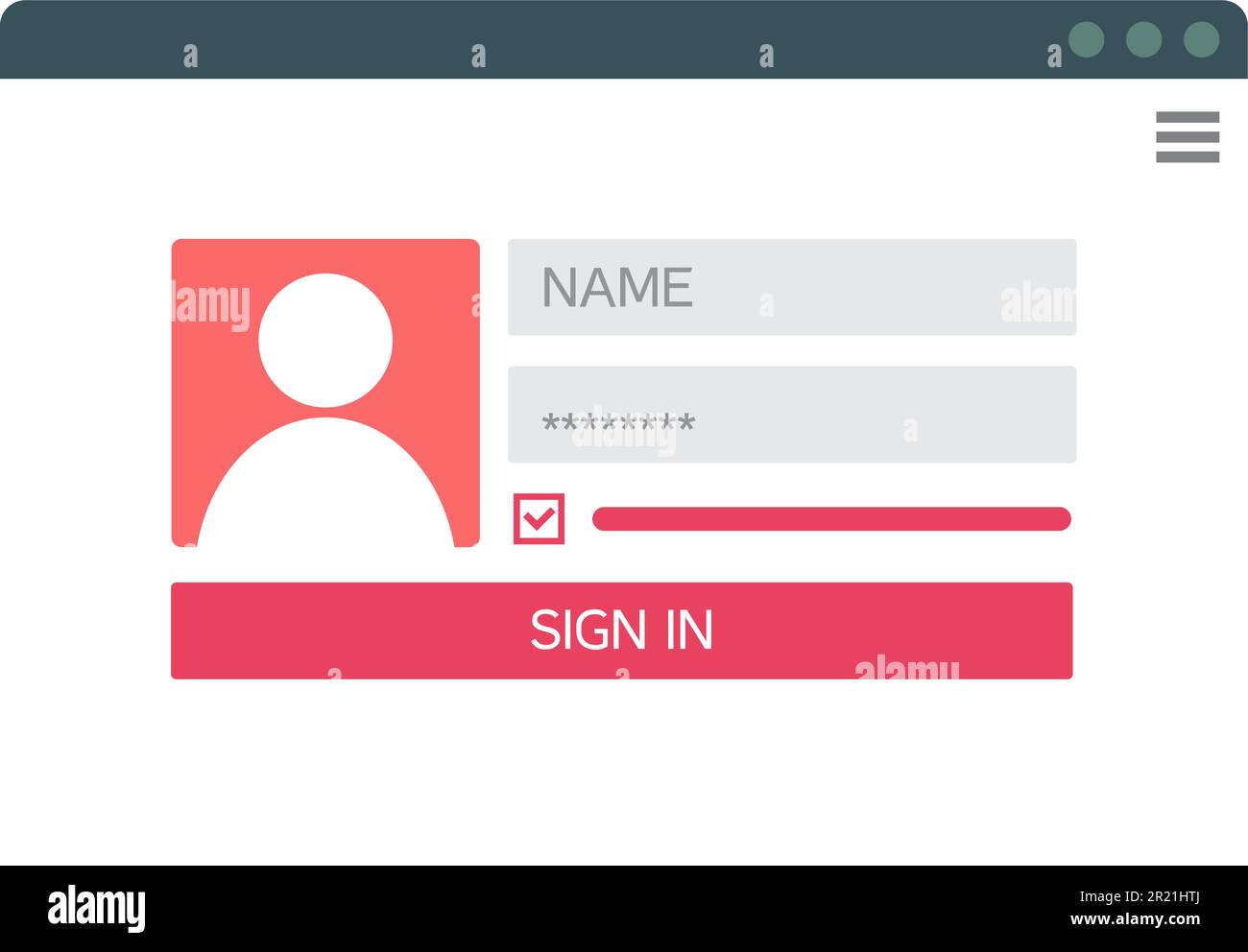 Web Template and Elements for site form of login to account on computer ...