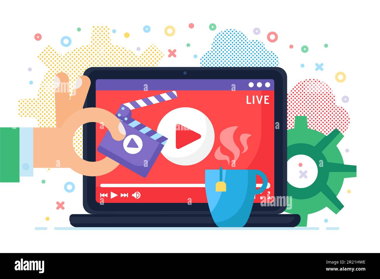 Live stream producing concept icon. Online broadcast on computer idea ...