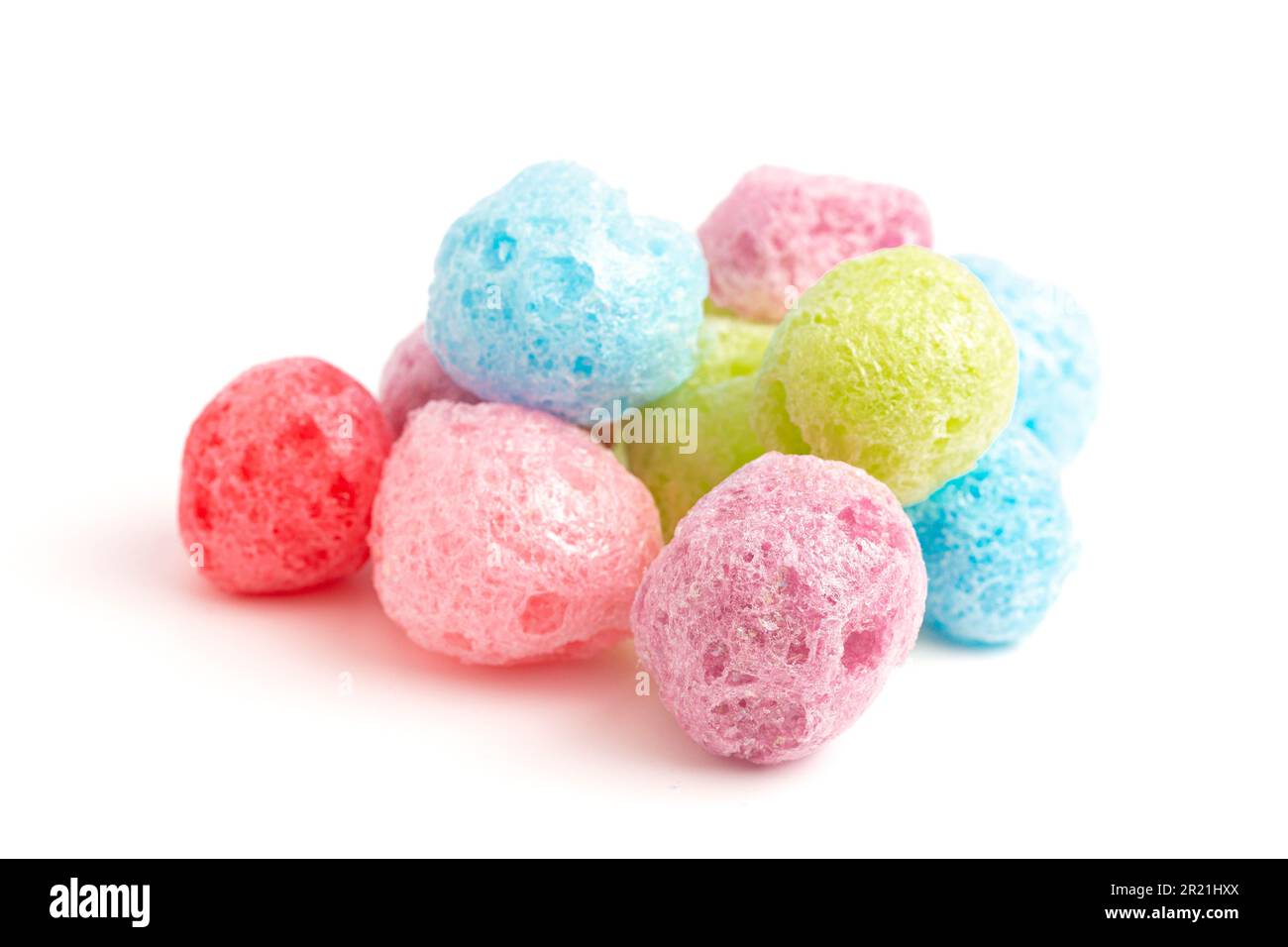 Puffed Freeze Dried Fruit Flavored Candy Isolated on a White Background ...